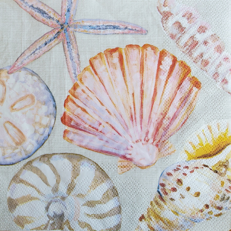 Beach Paper Napkin for Decoupage Shells and Starfish Set of 4 - Etsy