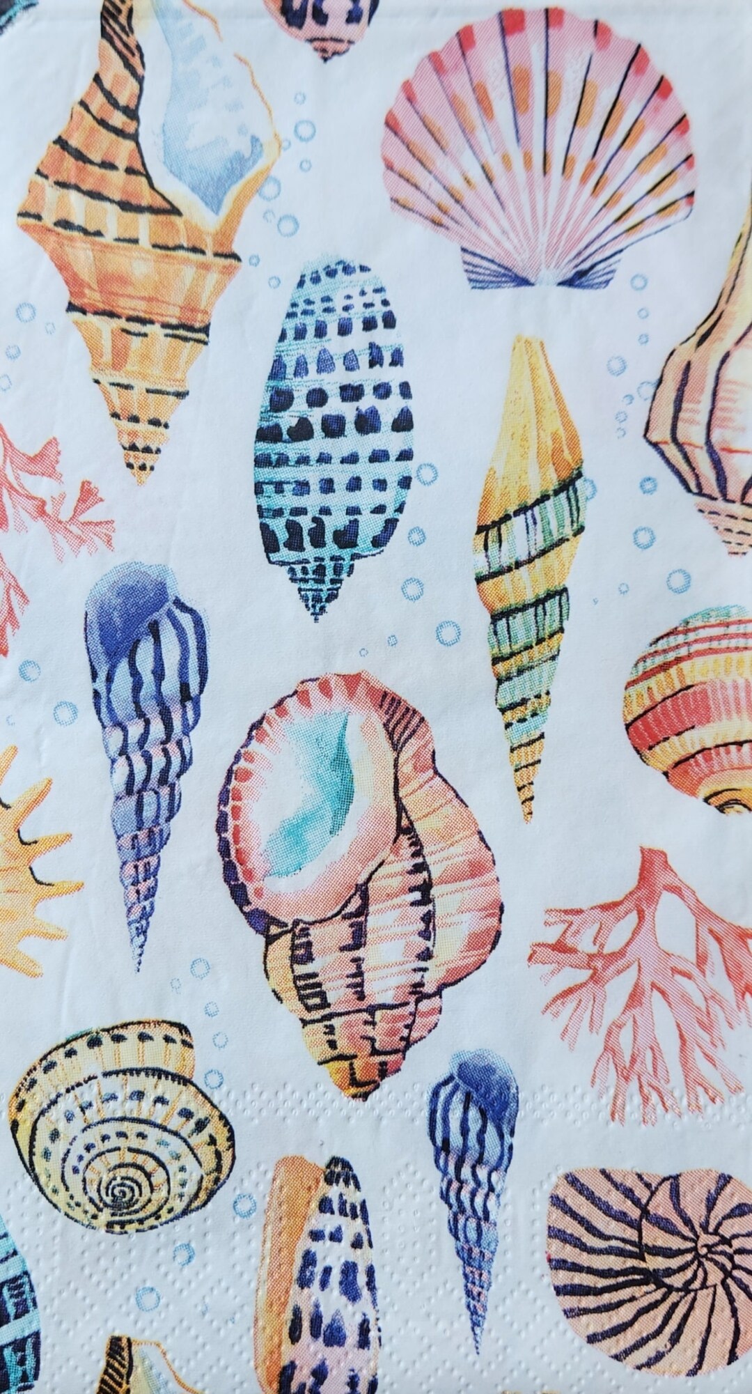 4x Paper Napkin for Decoupage Colorful Seashells on a White Background ...