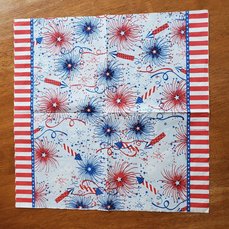4x Patriotic Firework Paper Napkin for Decoupage Set of 4 - Etsy