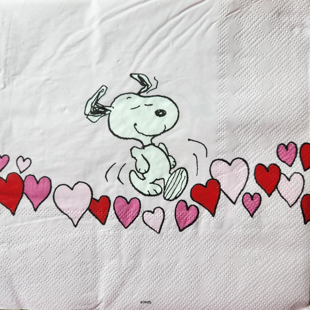 4x Valentines Day Snoopy Paper Napkin For Decoupage Set Of 4 Etsy
