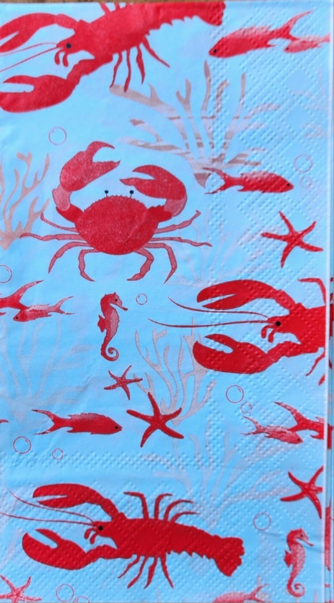 4x Red and Blue Sea Life Paper Napkin for Decoupage Red Lobsters on a ...