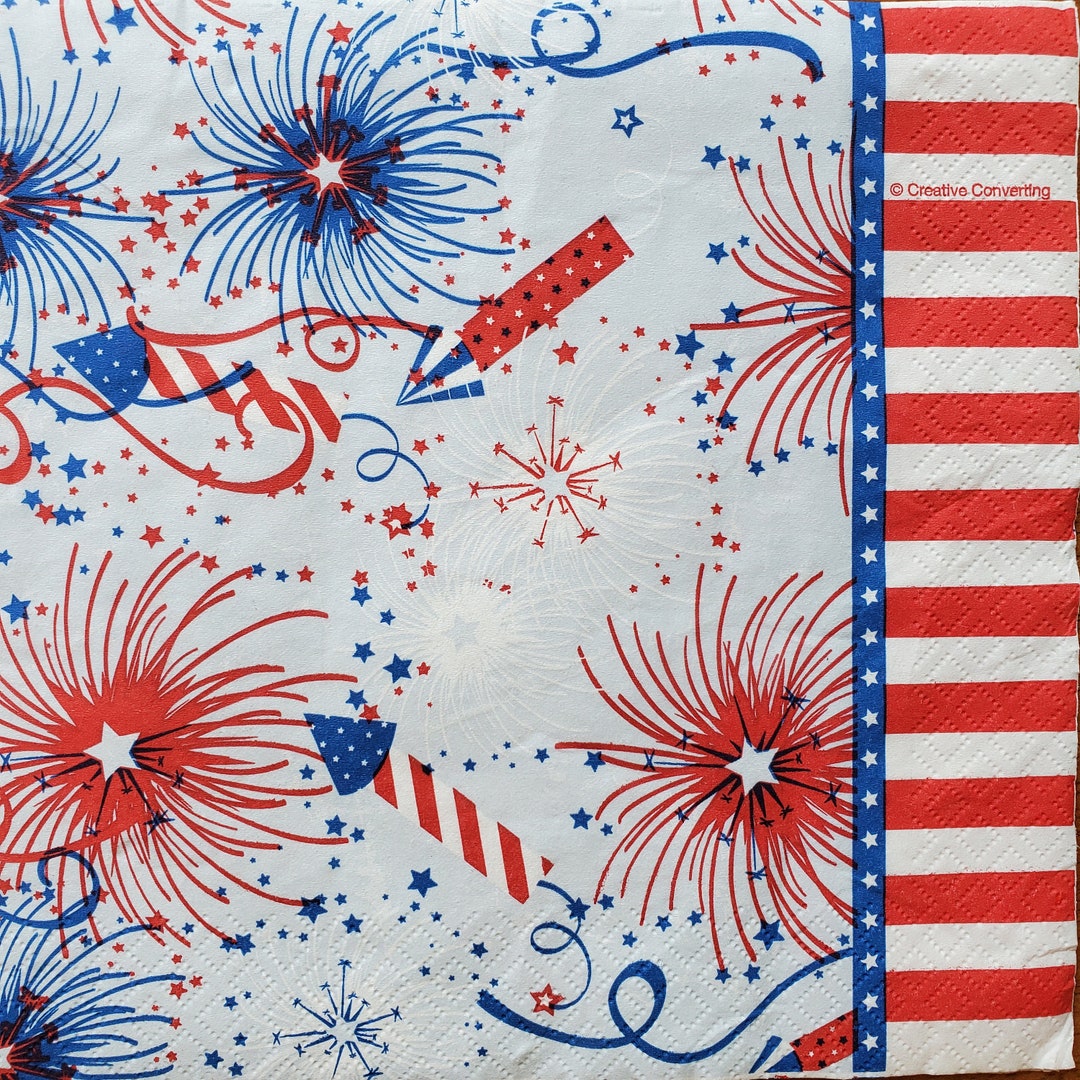 4x Patriotic Firework Paper Napkin for Decoupage Set of 4 - Etsy
