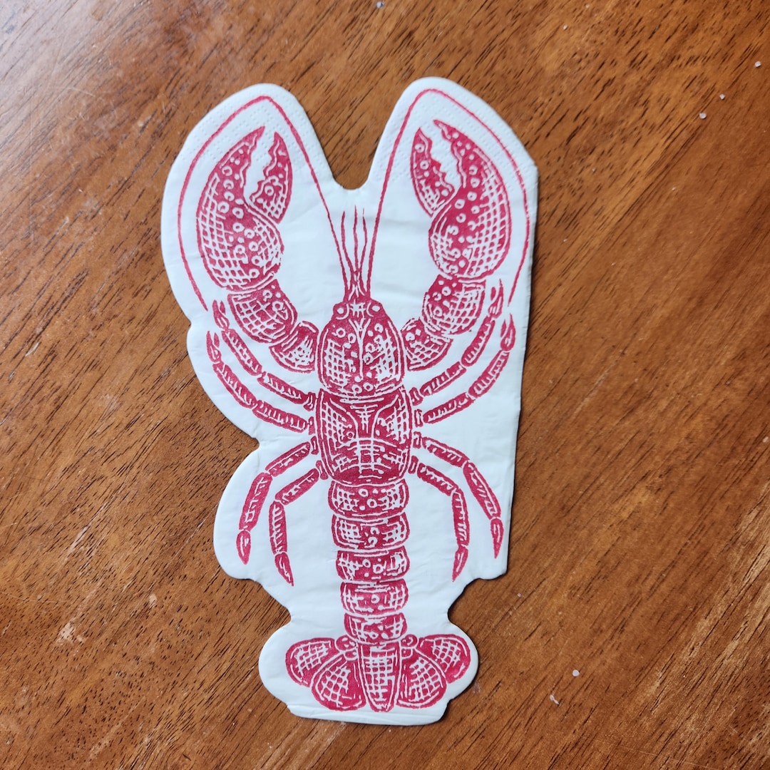 Lobster Shaped Paper Napkin for Decoupage Red Lobsters on a White ...