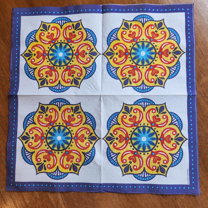 Mandala Design Paper Napkin for Decoupage Set of 4 - Etsy