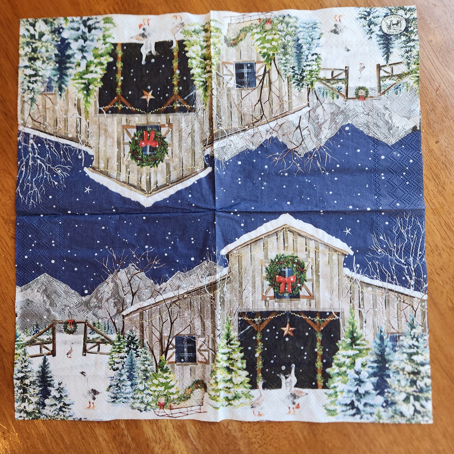 Christmas Barn Design Paper Napkin for Decoupage Set of 4 - Etsy