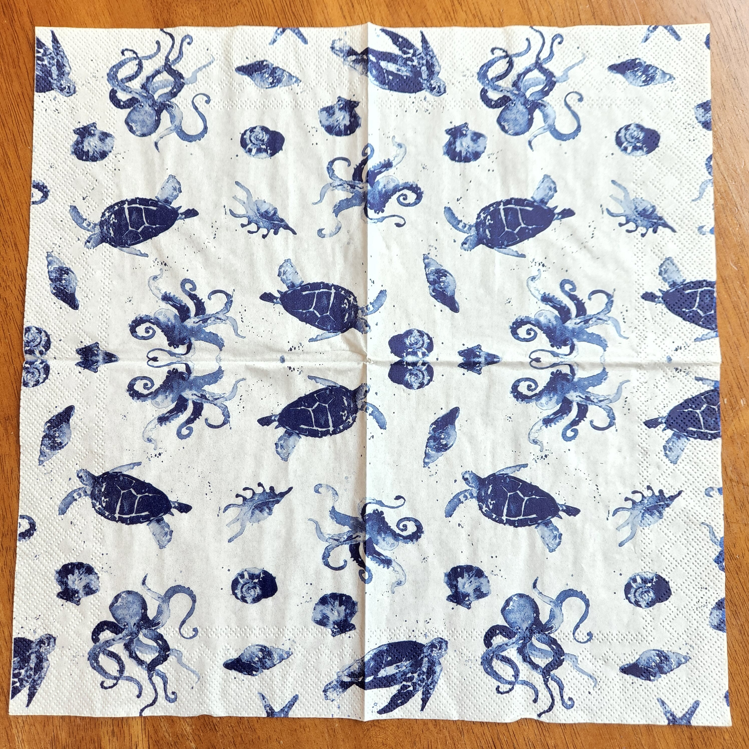 Blue and White Ocean Paper Napkin for Decoupage Sea Turtles - Etsy