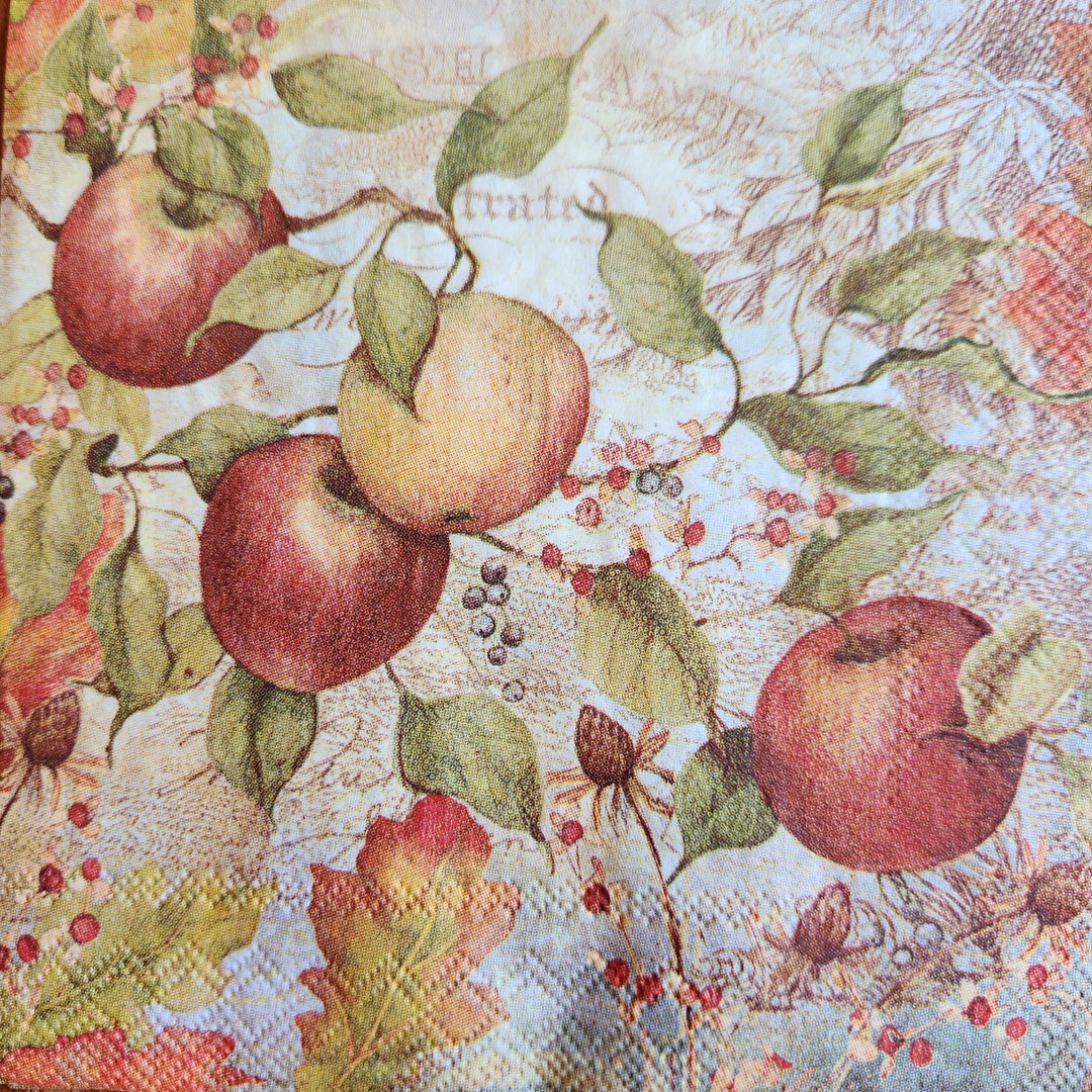 4x Apples Berries and Leaves Paper Napkin for Decoupage Set of 4 - Etsy