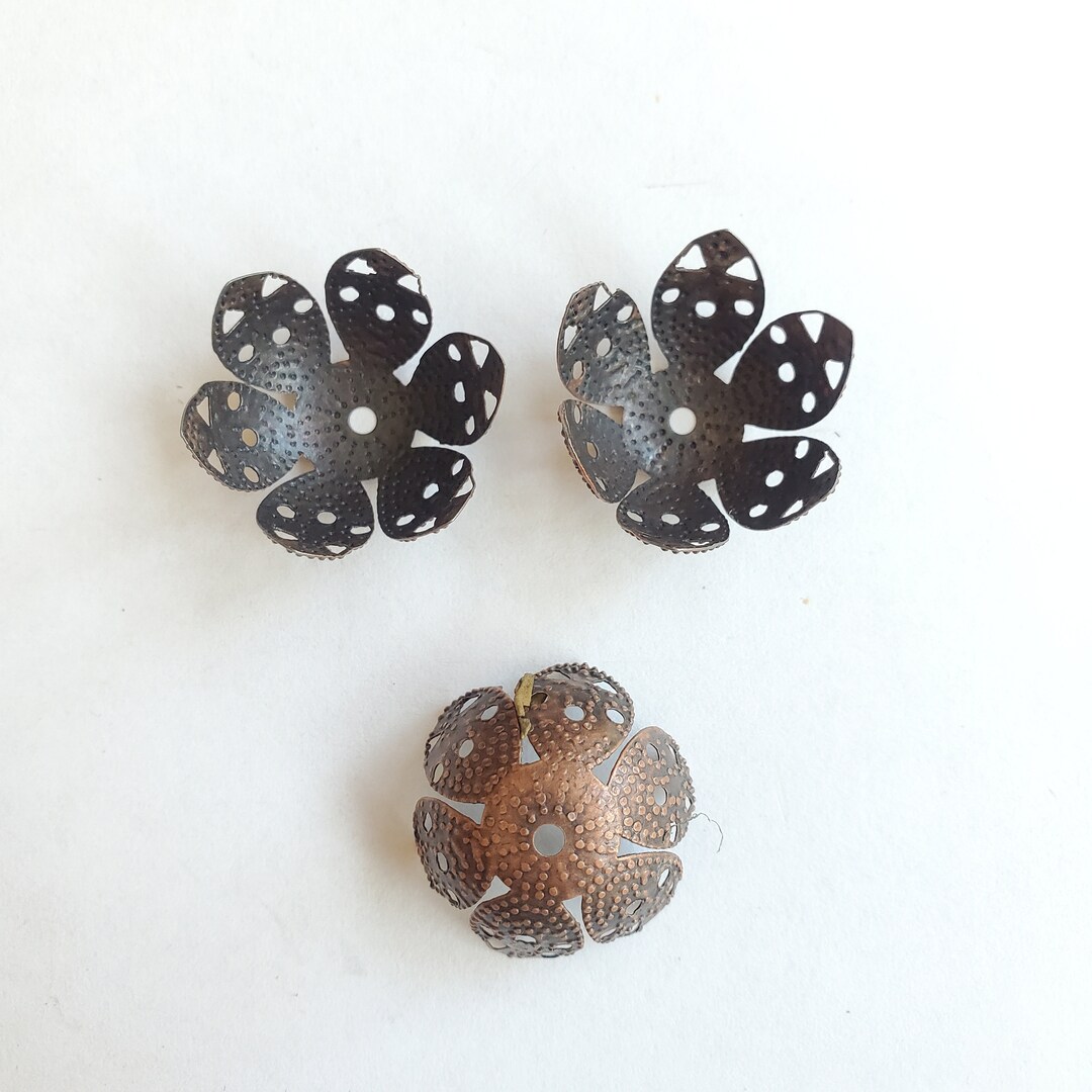 Large Bronze Bead Caps 22mm - Etsy