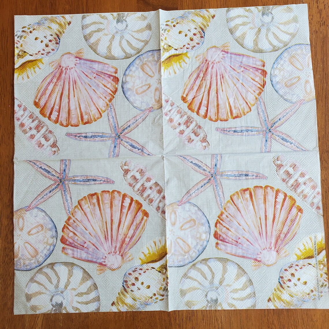 Beach Paper Napkin for Decoupage Shells and Starfish Set of 4 - Etsy