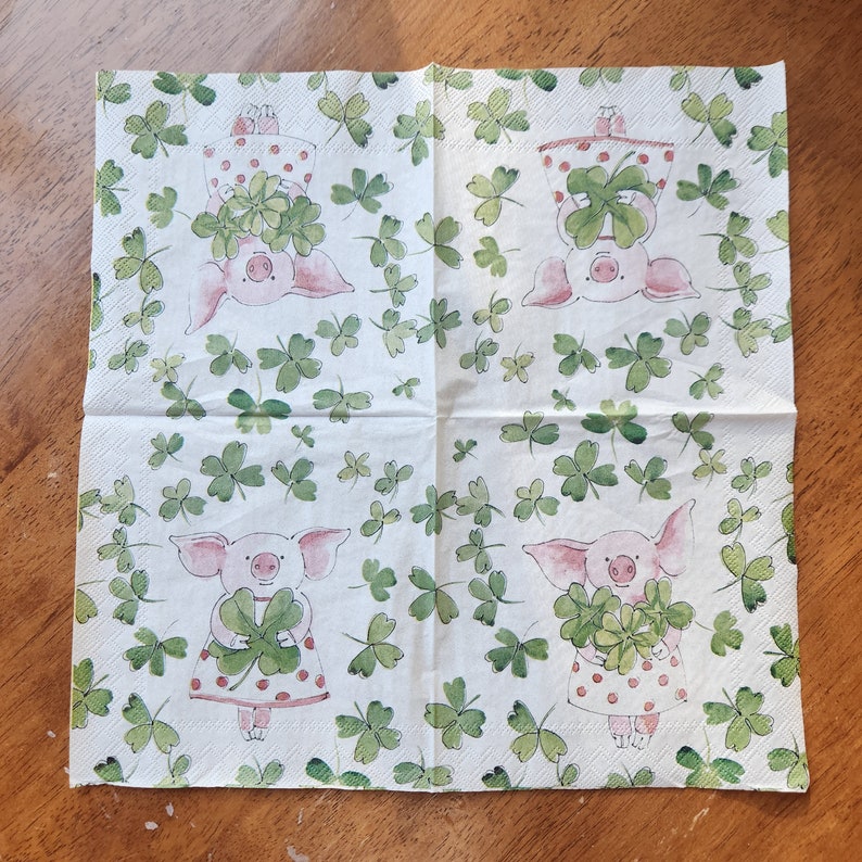 4x Piggies and Clover Paper Napkin for Decoupage Set of 4 - Etsy