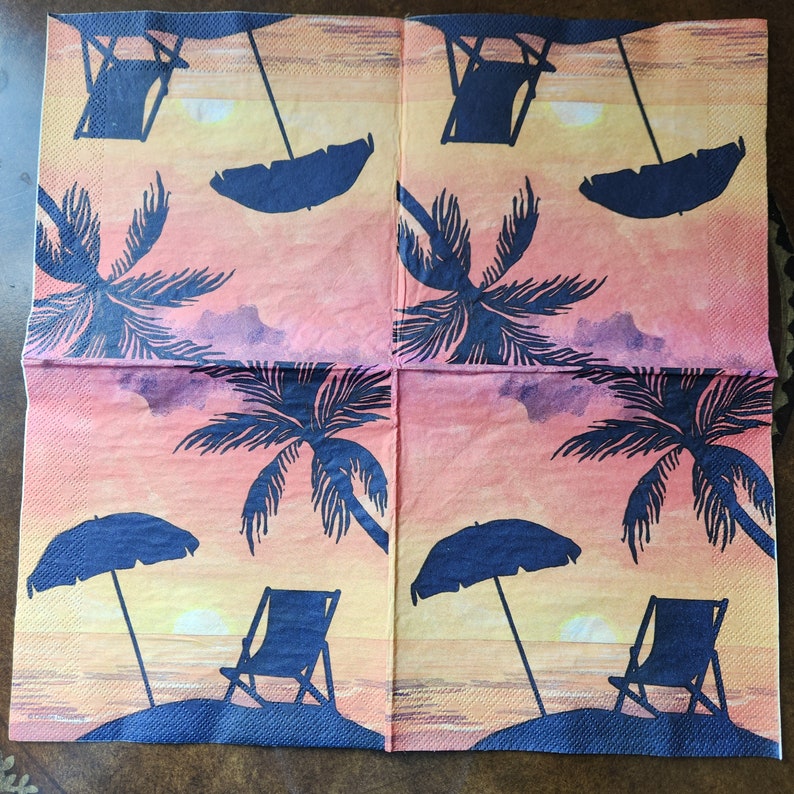 Beach Sunset Scene Paper Napkin for Decoupage Set of 4 - Etsy