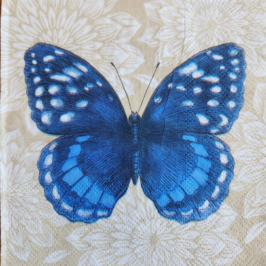 4x Blue Butterfly Paper Napkin for Decoupage Set of 4 - Etsy