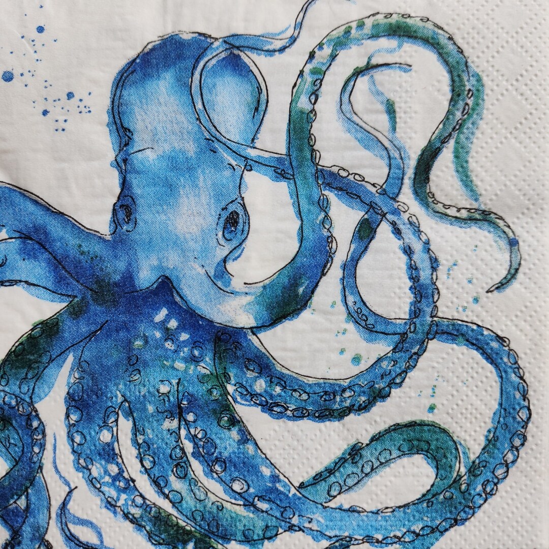 4x Blue Octopus Paper Napkin for Decoupage Set of 4 - Etsy