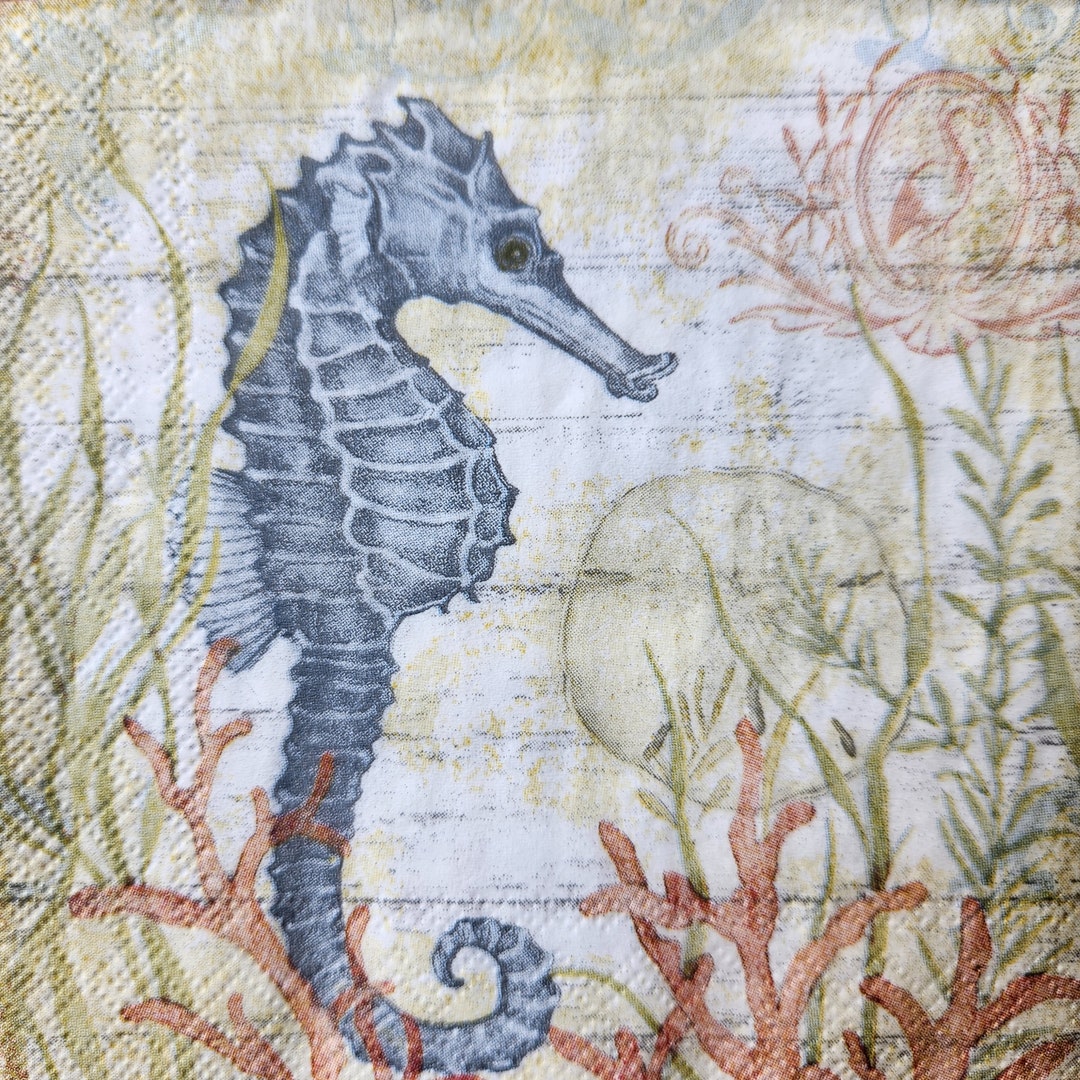 4x Seahorse Beach Ocean Theme Paper Napkin for Decoupage Set of 4 - Etsy