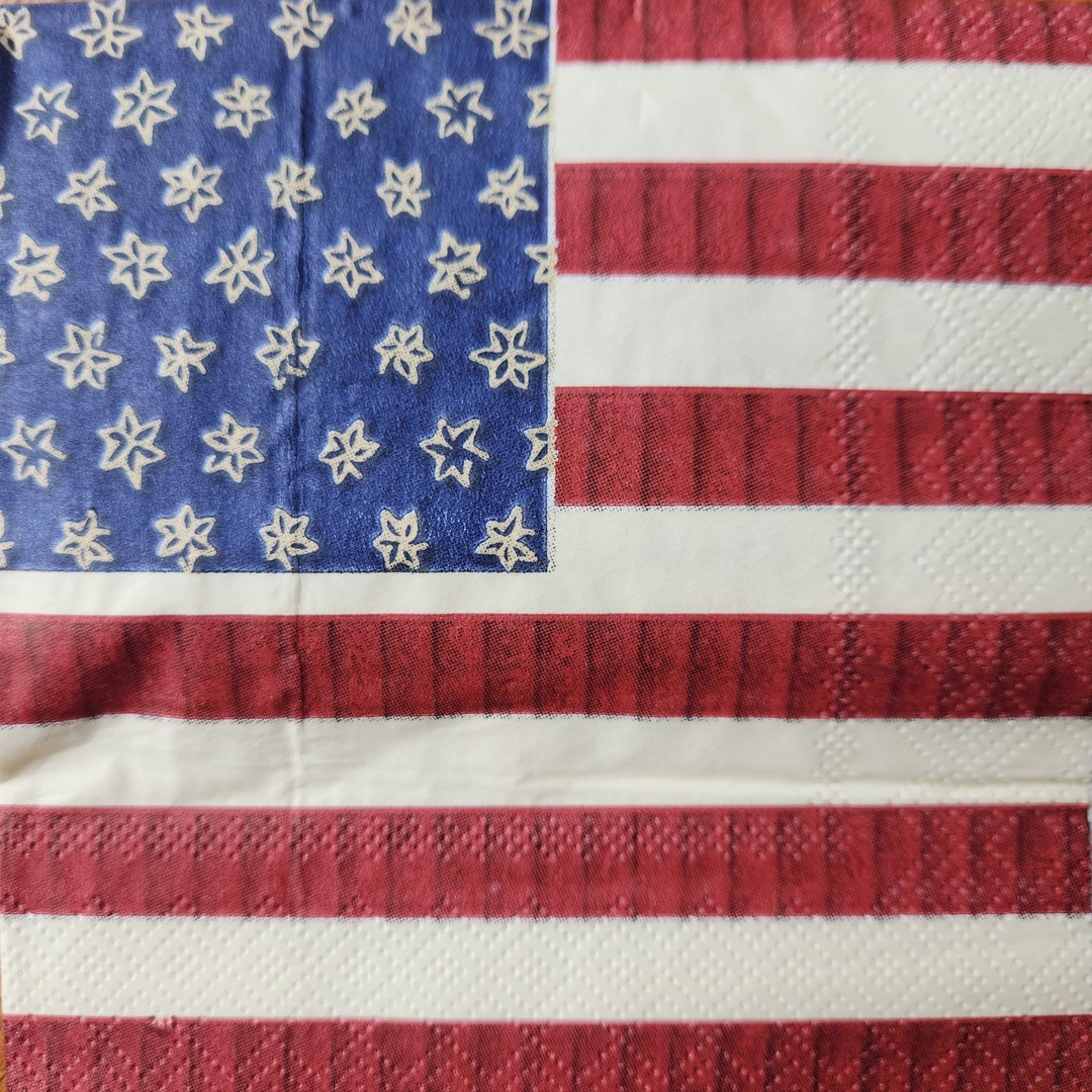 4x Patriotic American Flag Napkin for Decoupage Set of 4 - Etsy