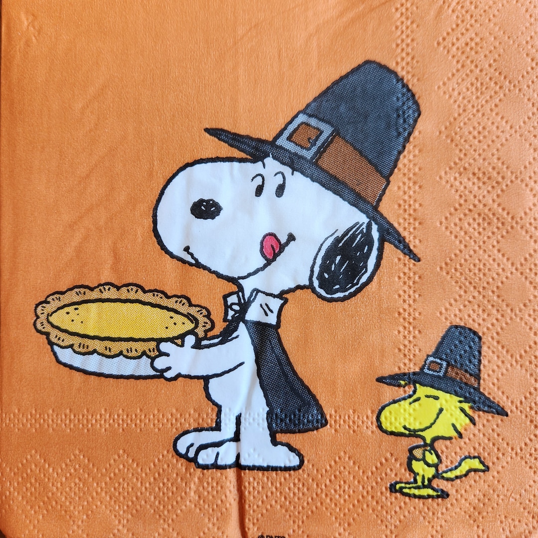 4x Snoopy Thanksgiving Luncheon Paper Napkin for Decoupage Set of 4 - Etsy