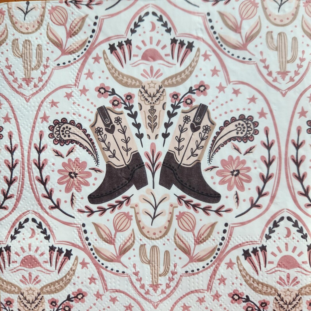 Western Cowboy Boots Paper Napkin for Decoupage Set of 4 - Etsy