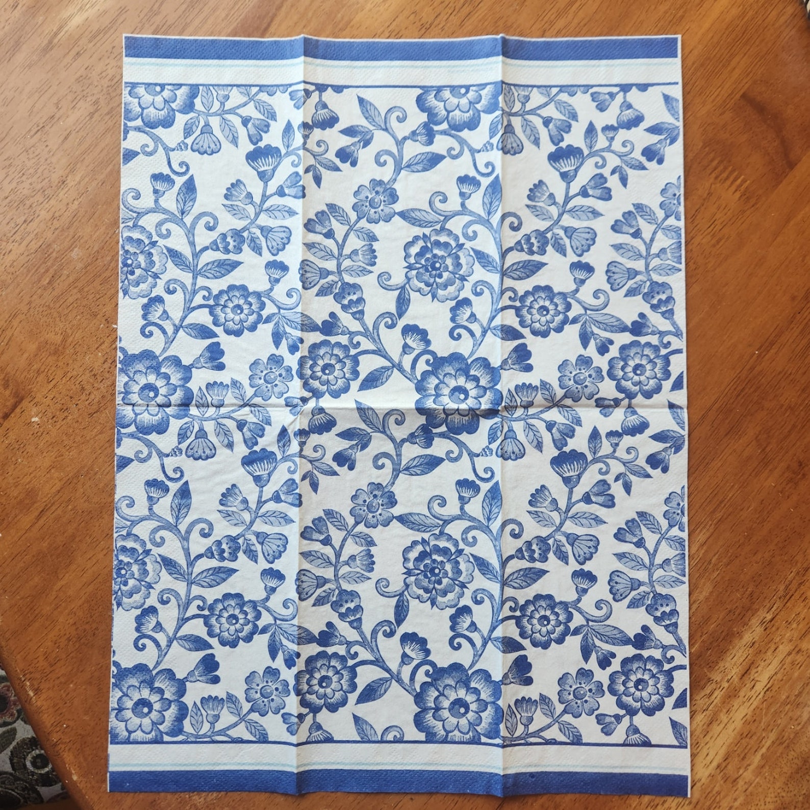 4x Blue and White Flower Paper Napkin for Decoupage Set of 4 - Etsy