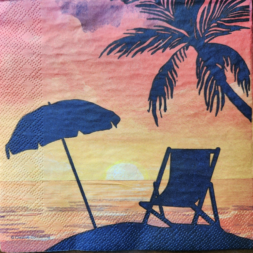 Beach Sunset Scene Paper Napkin for Decoupage Set of 4 - Etsy