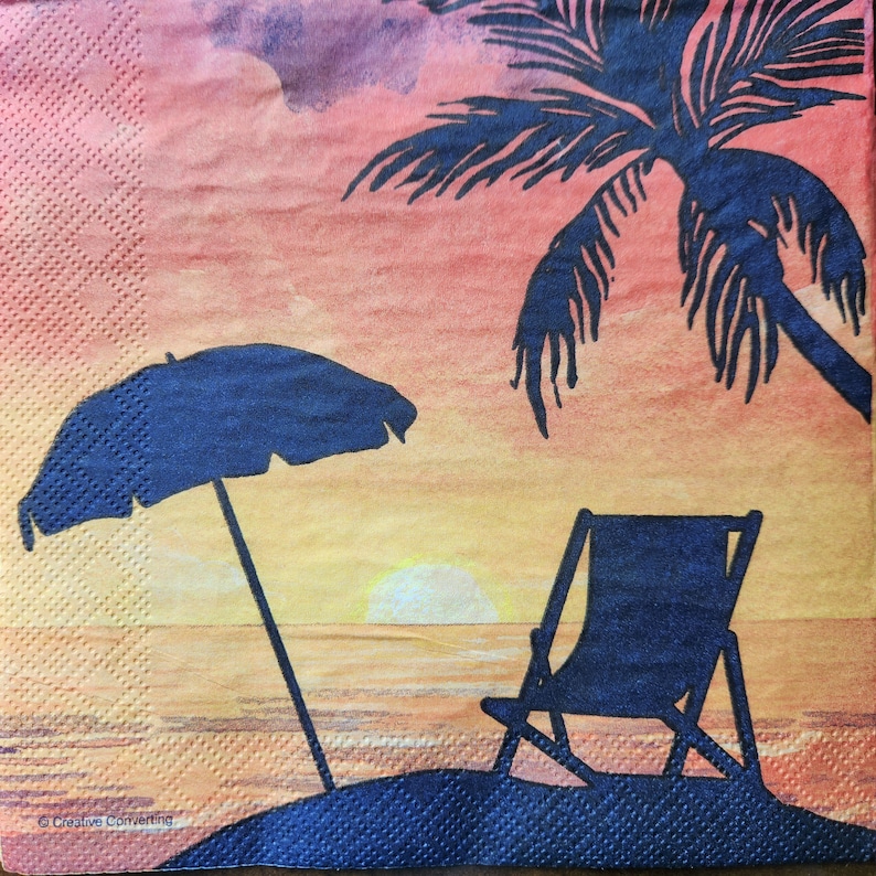 Beach Sunset Scene Paper Napkin for Decoupage Set of 4 - Etsy
