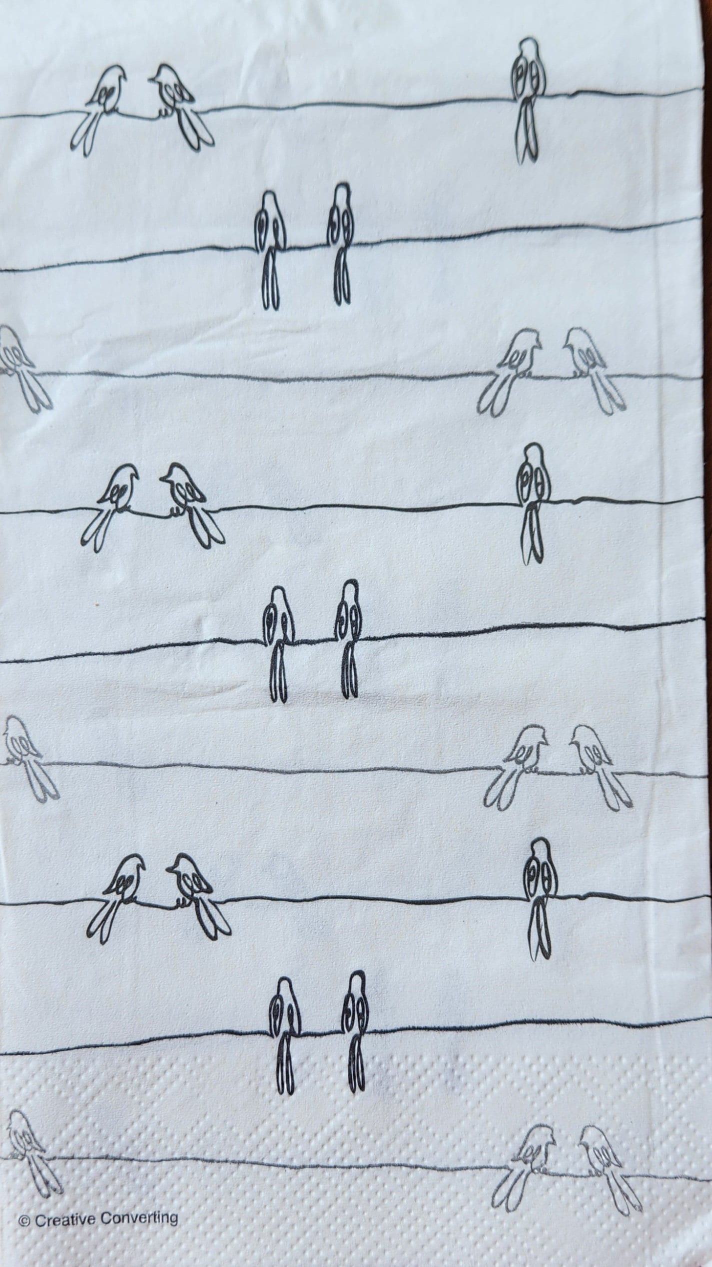 4x Birds on a Wire Line Drawing Black and White Paper Napkin for ...