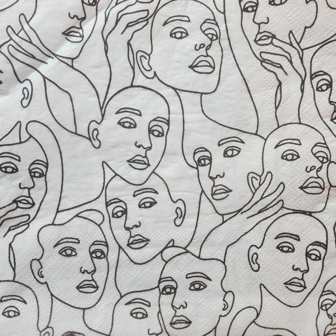 4x Black and White Faces Paper Luncheon Napkin for Decoupage Set of 4 ...