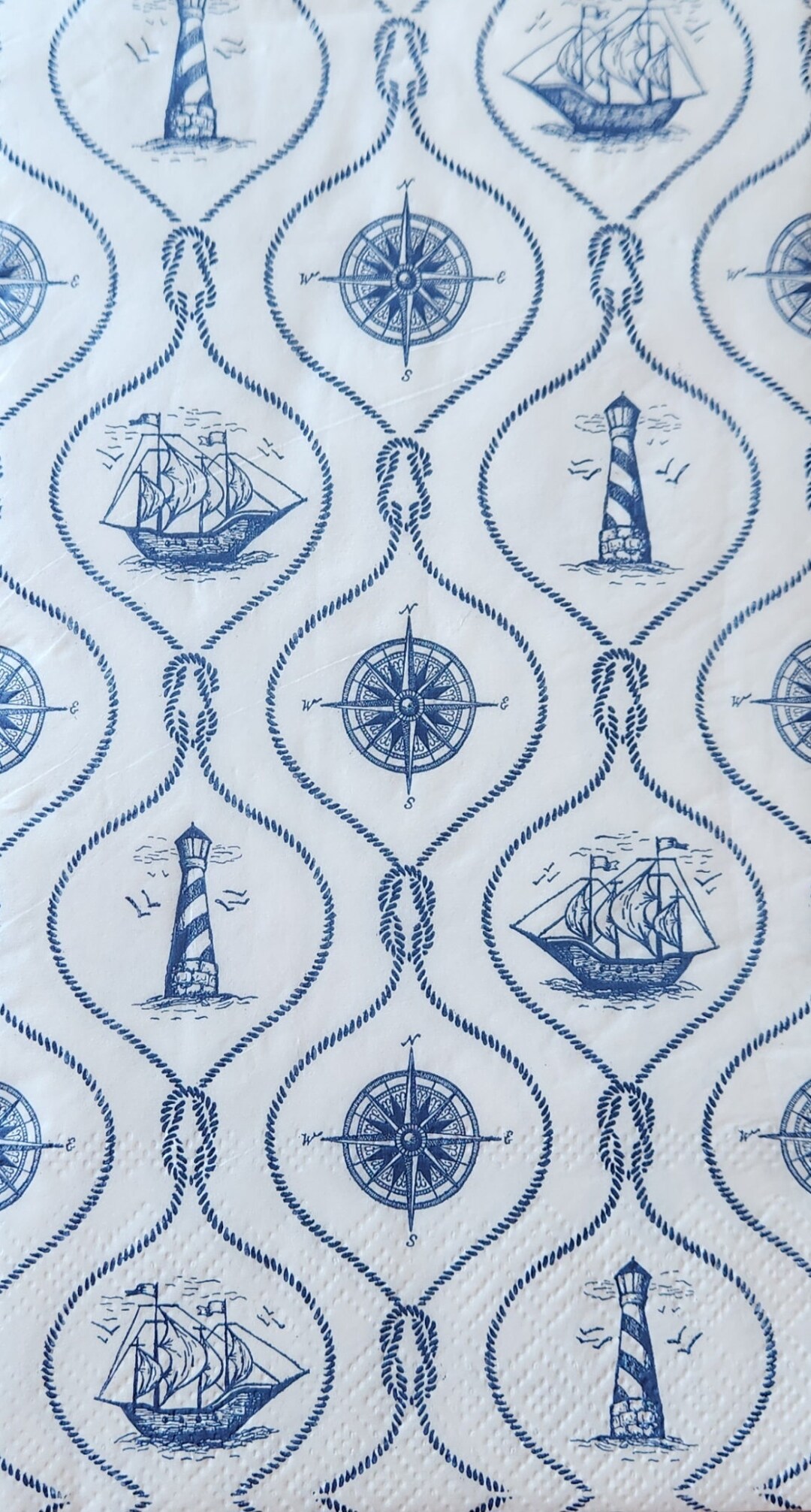 4x Nautical Marine Blue and White Paper Napkin for Decoupage Vintage ...