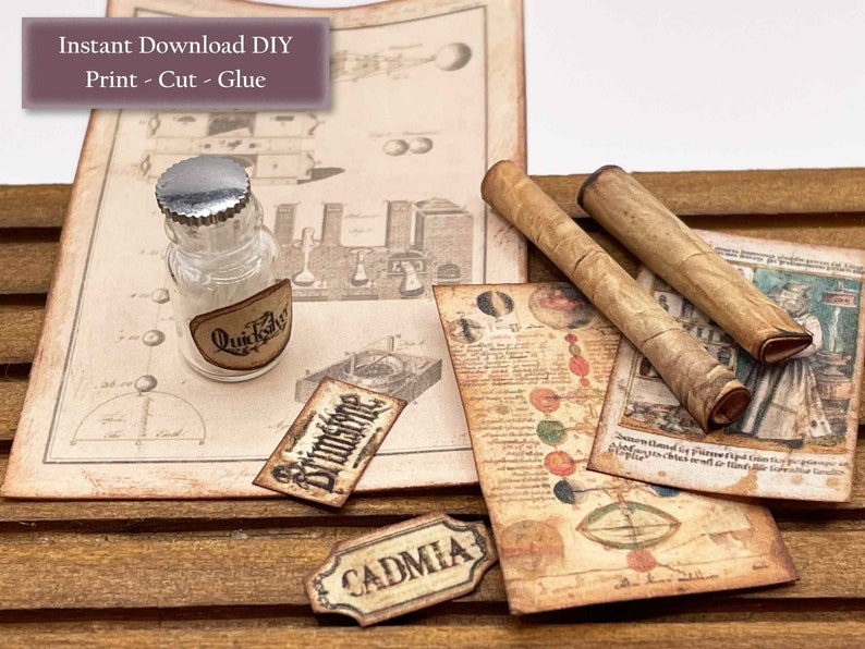 1:12 Miniature Printable Alchemist Labels, Papers and Scrolls - Etsy