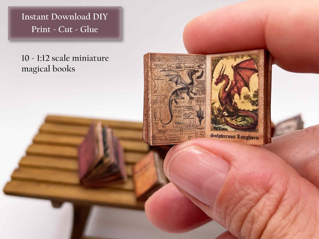 1:12 Miniature Printable Magic Books Set of 10 - Etsy