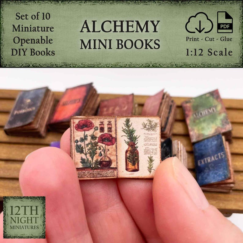 1:12 Miniature Printable Alchemist Books - Set of 10 - Etsy