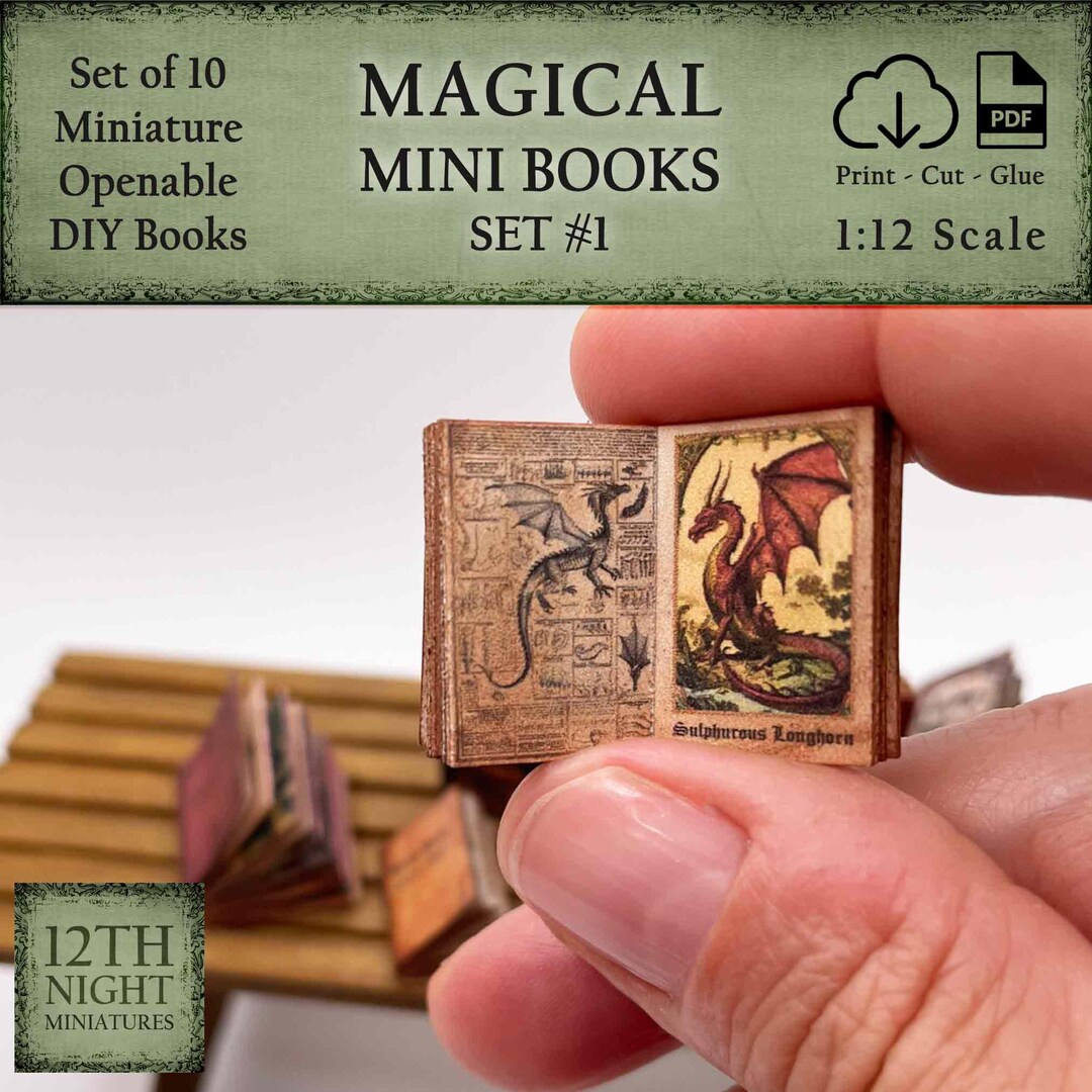 1:12 Miniature Printable Magic Books - Set of 10 - Etsy