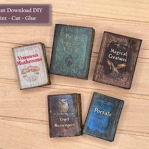 1:12 Miniature Printable Magic Books #2 - Set of 5 - Etsy
