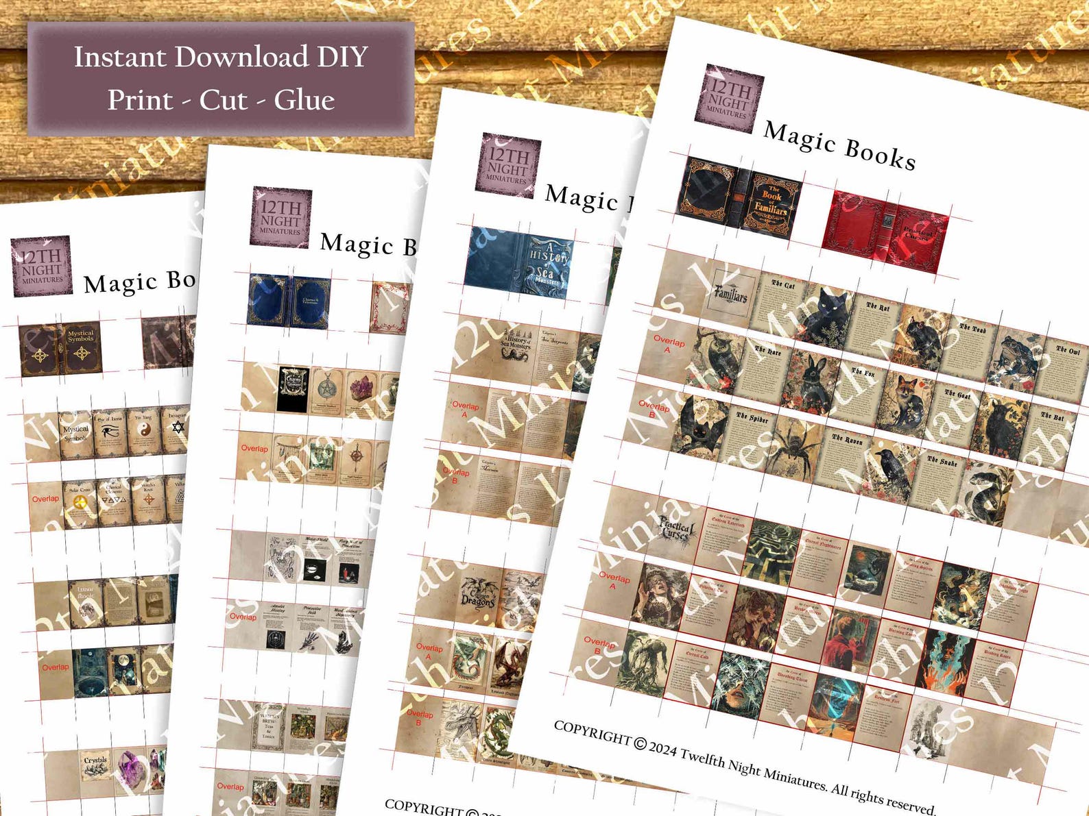 1:12 Miniature Printable Magic Books - Set of 10 - Etsy