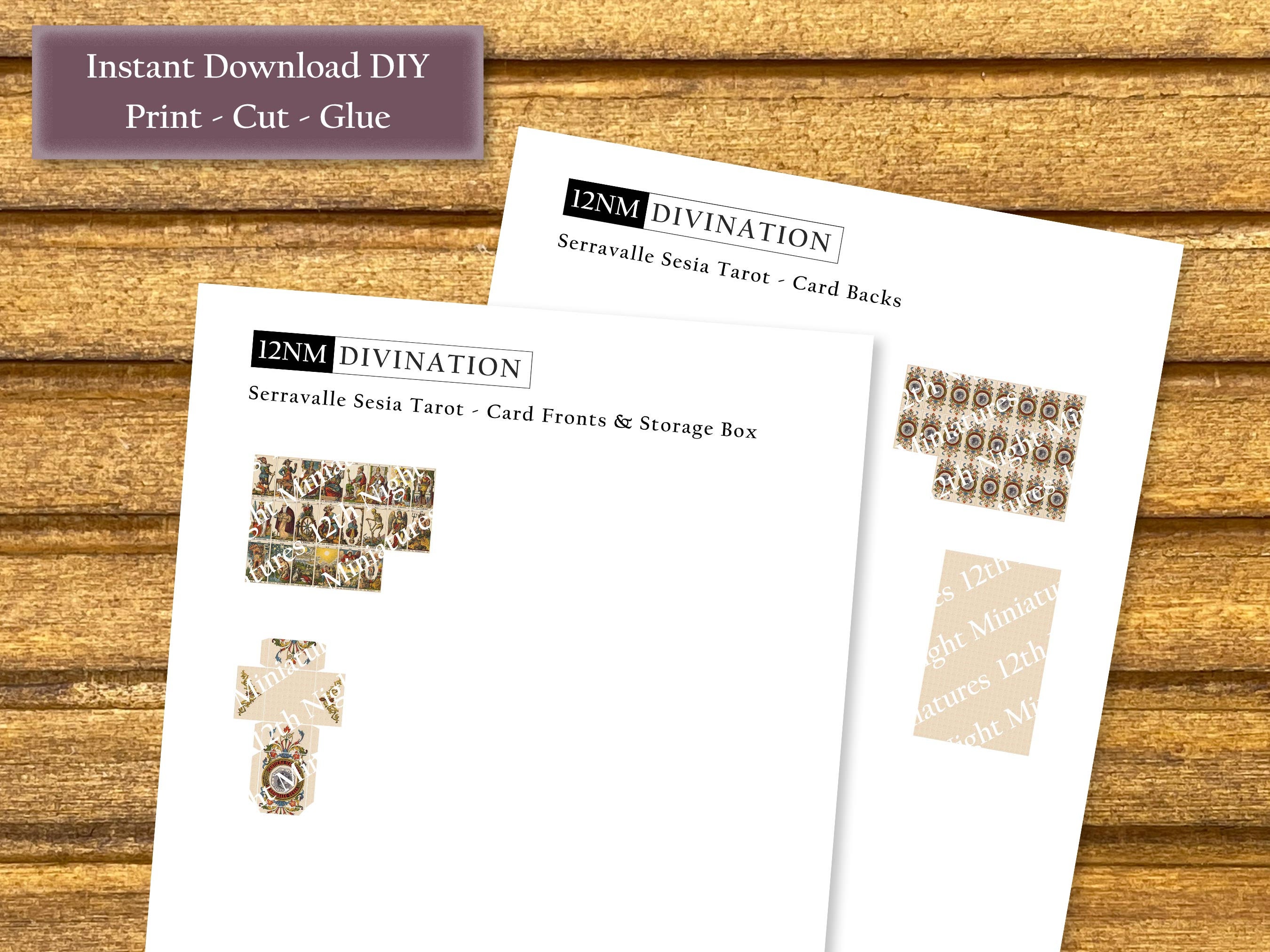 1:12 Miniature Printable Tarot Cards With Box - Etsy
