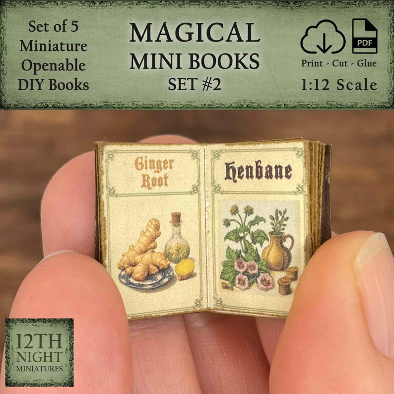 1:12 Miniature Printable Magic Books #2 - Set of 5 - Etsy