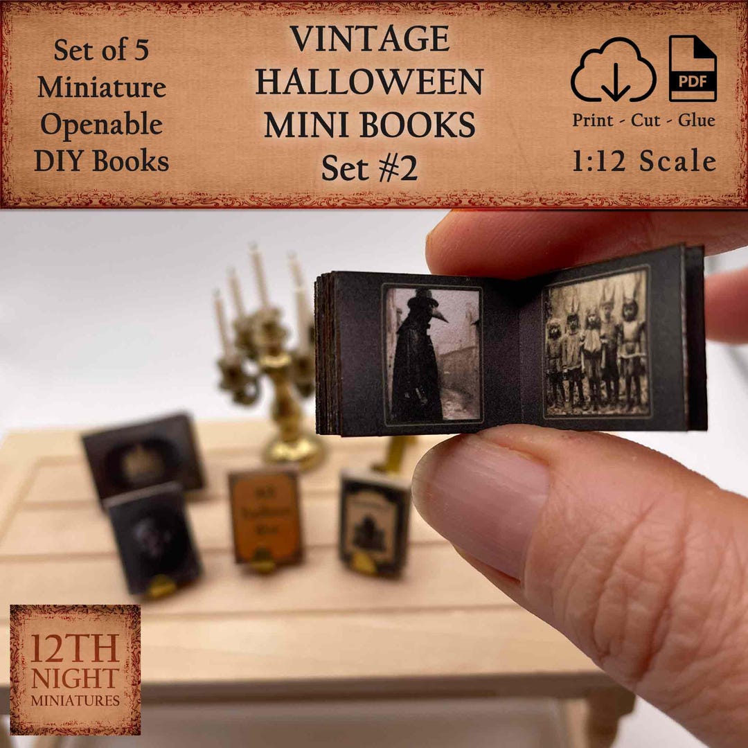 1:12 Miniature Printable Halloween Books #2 - Set of 5 - Etsy