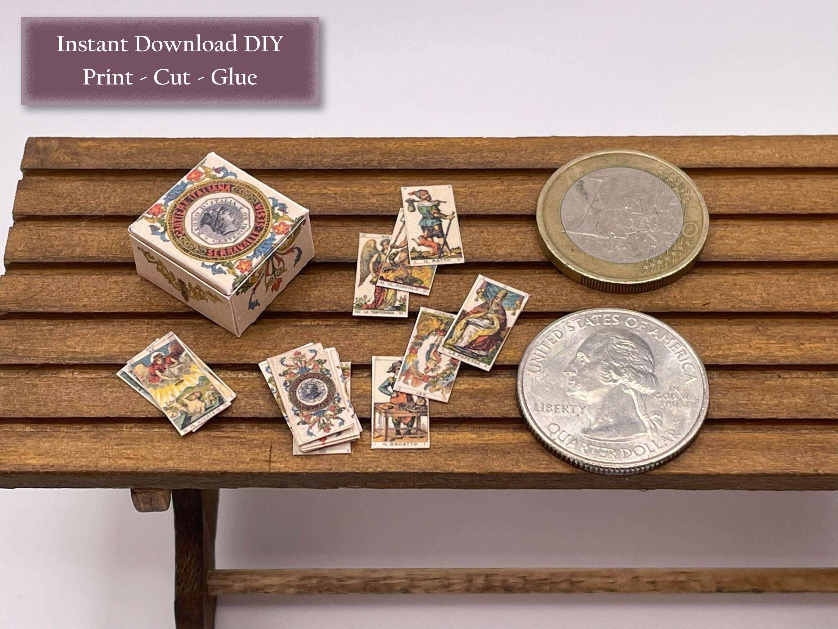 1:12 Miniature Printable Tarot Cards With Box - Etsy