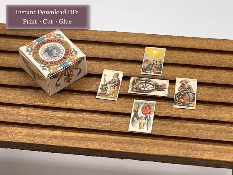 1:12 Miniature Printable Tarot Cards With Box - Etsy