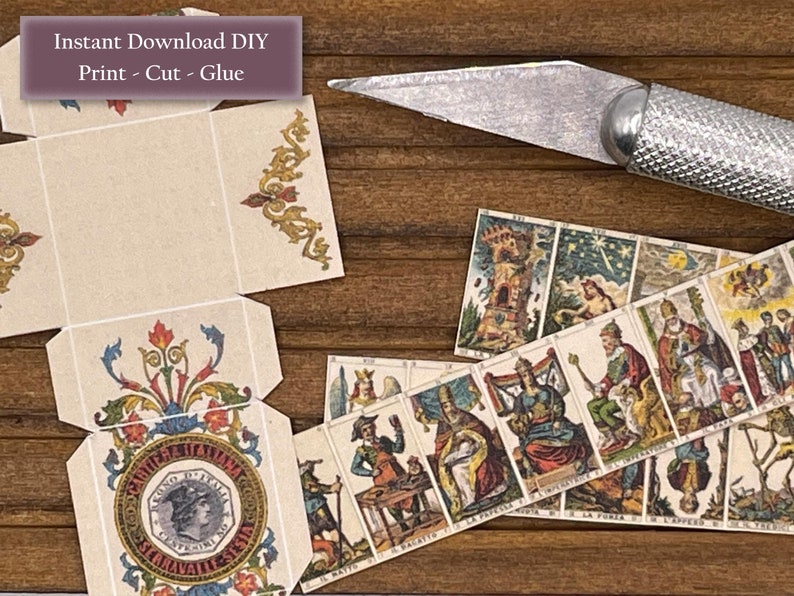 1:12 Miniature Printable Tarot Cards With Box - Etsy