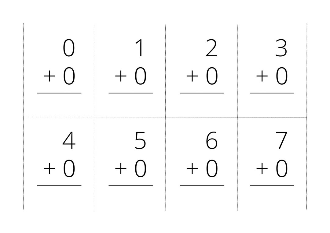 Adding & Subtracting by 0’s Flashcards - Etsy