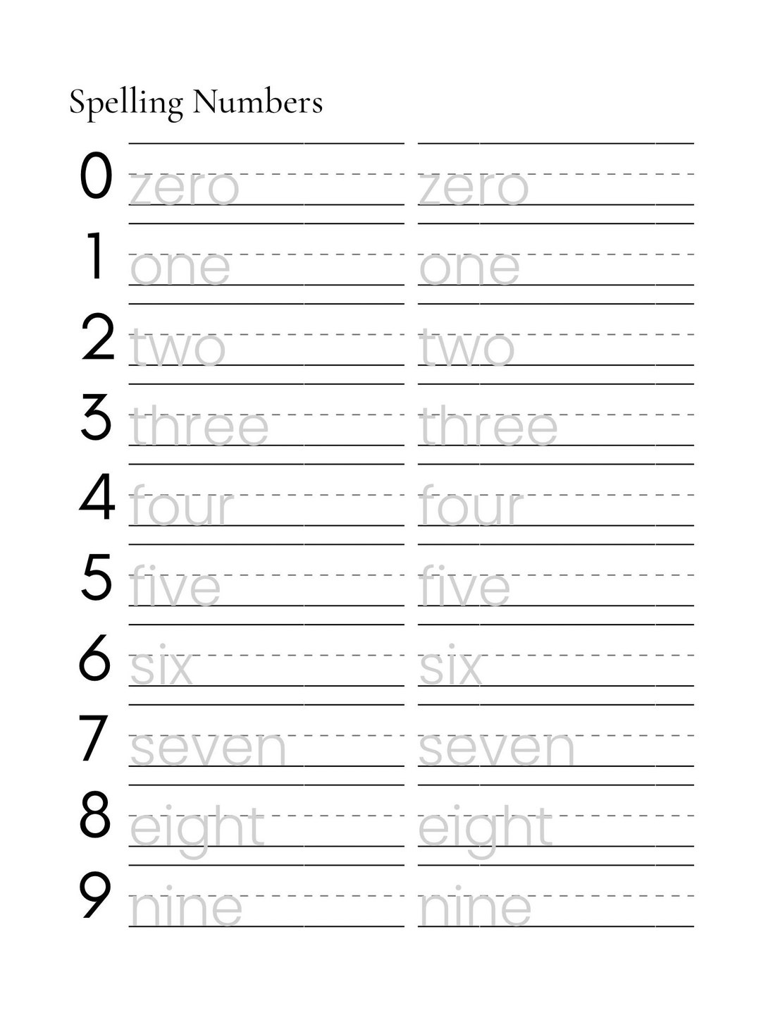 Spelling Numbers // Handwriting & Spelling Practice - Etsy