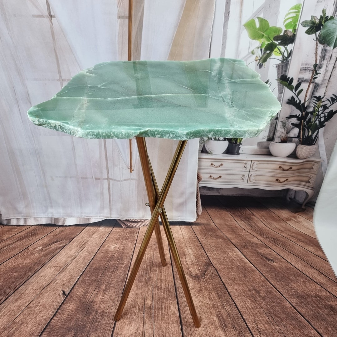 Natural Green Quartz Side Table Crystal Stone End Table Crystal Table ...