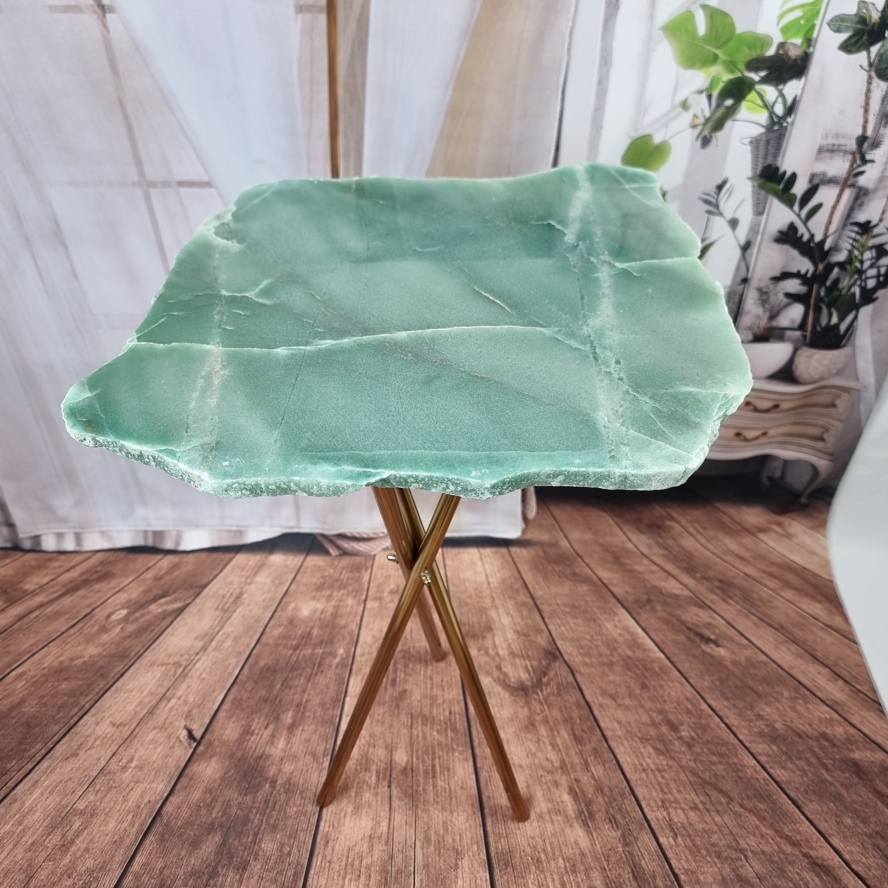 Natural Green Quartz Side Table Crystal Stone End Table Crystal Table ...