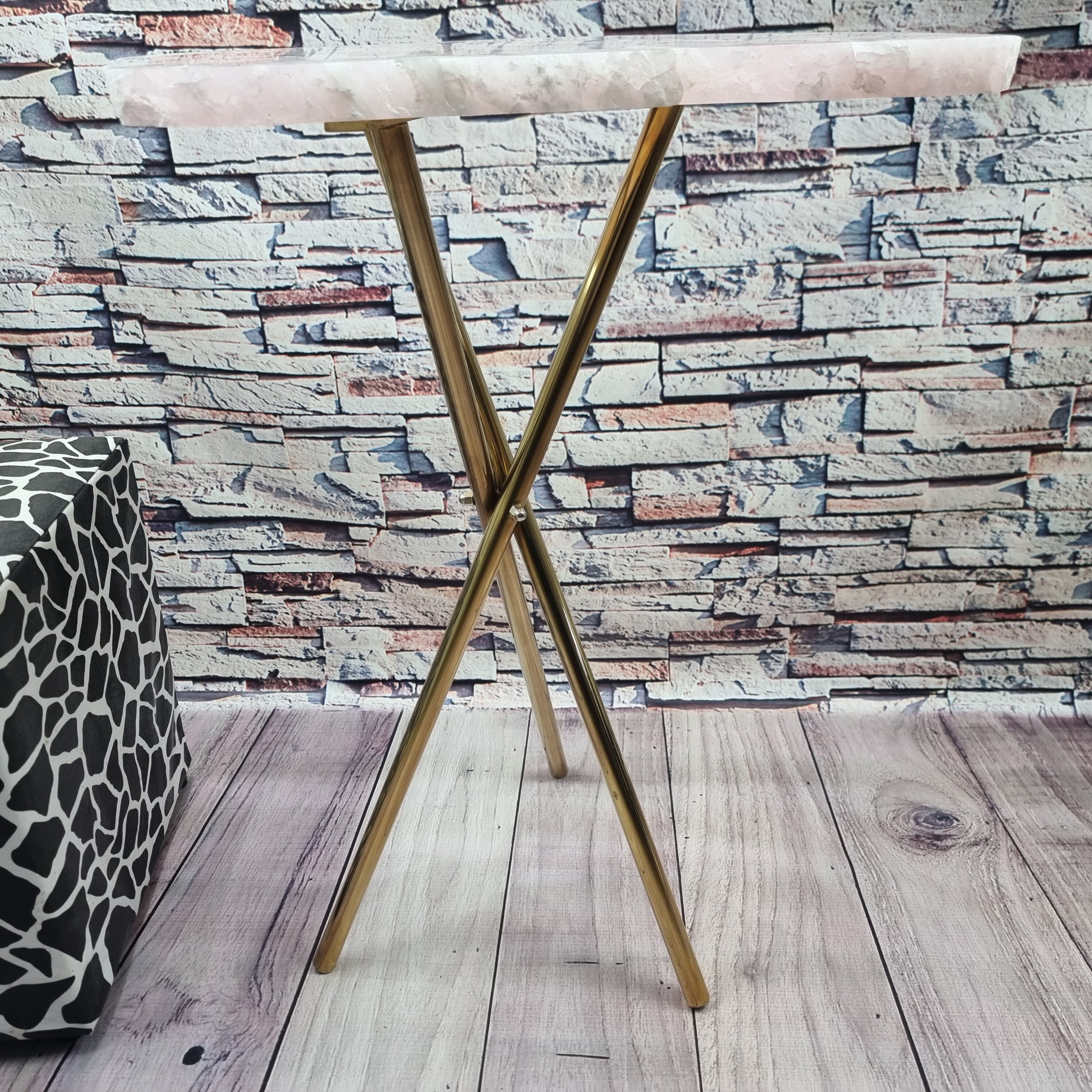 Natural Rose Quartz Side Table Crystal Stone End Table Crystal Table ...