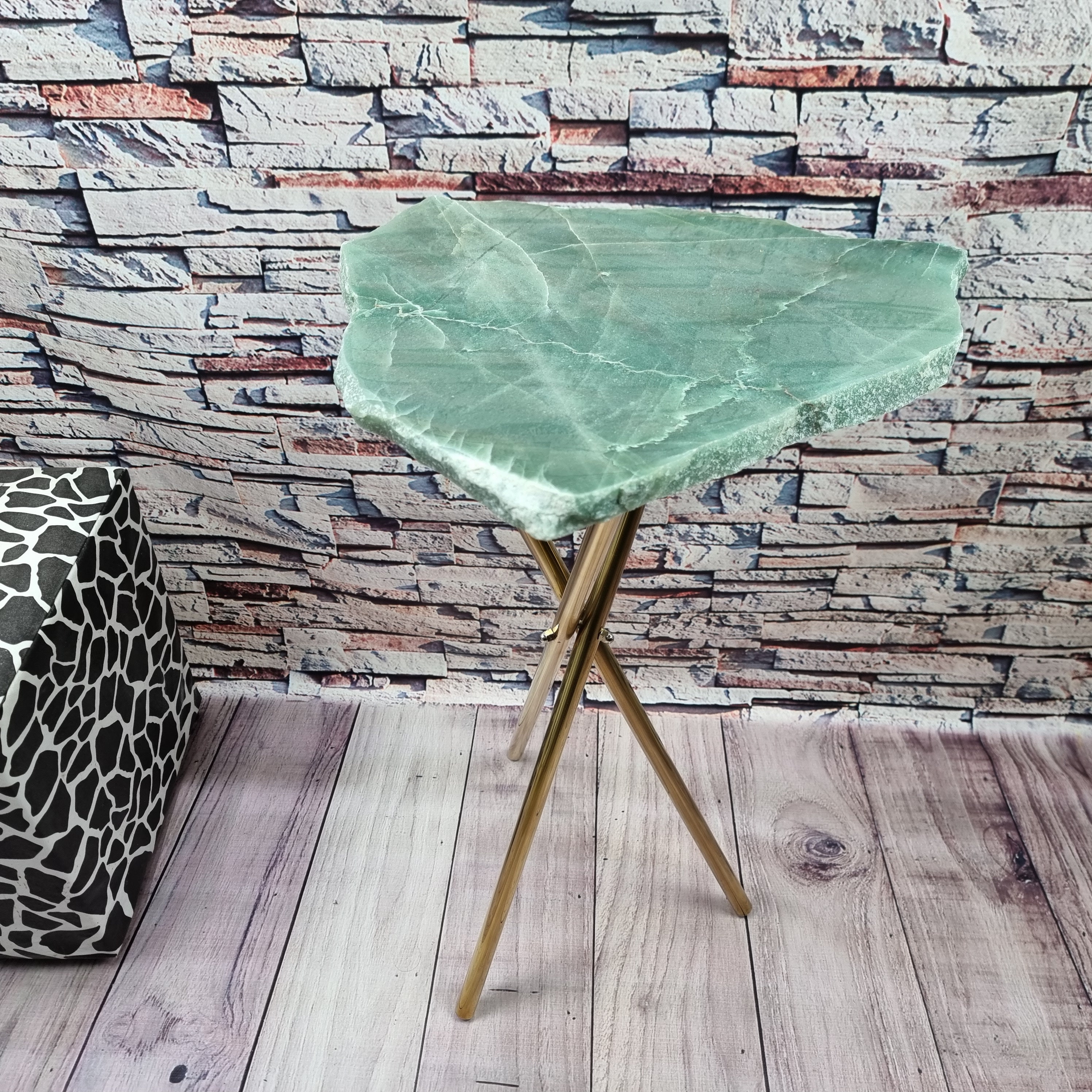 Natural Green Quartz Side Table Crystal Stone End Table Crystal Table ...