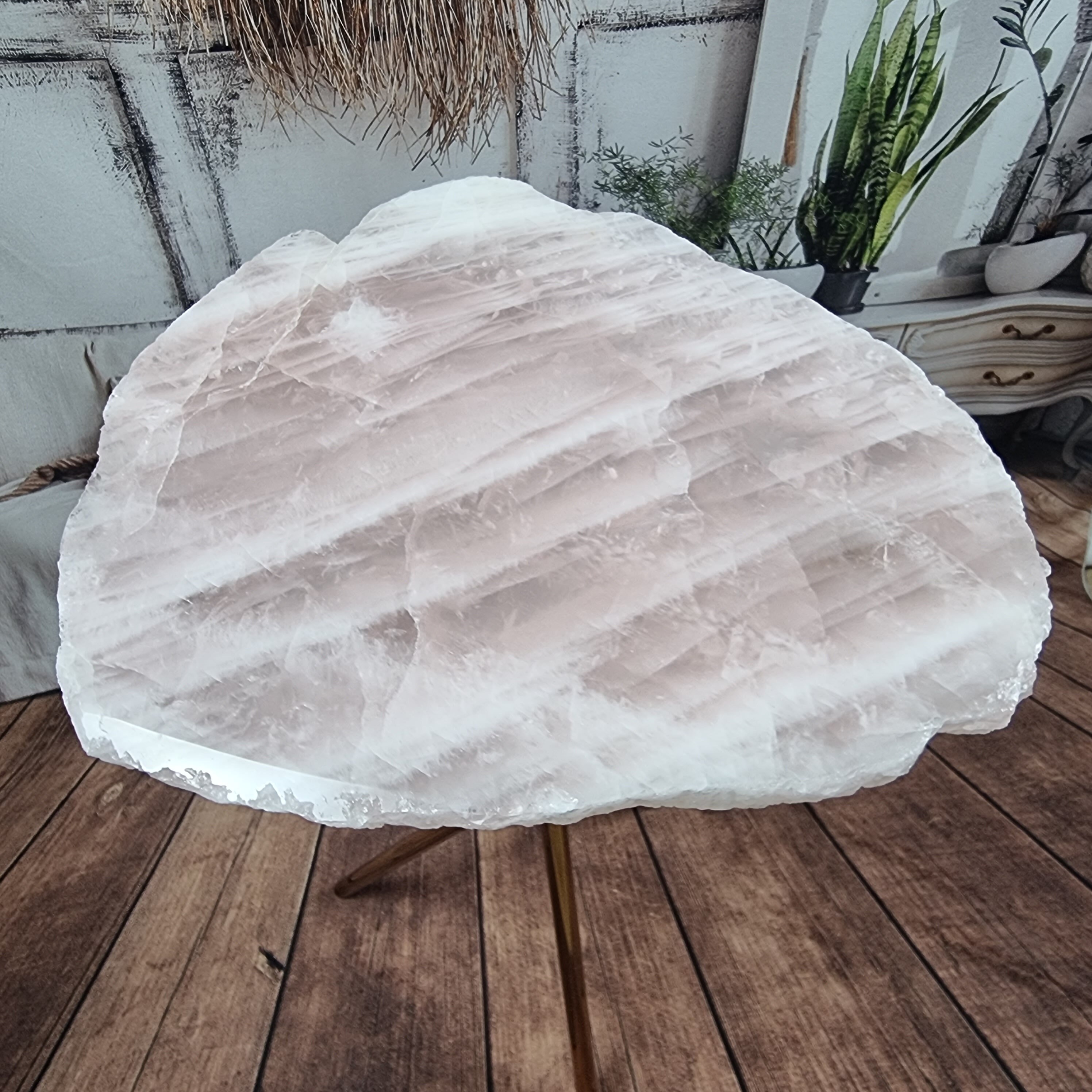 Natural Rose Quartz Side Table Crystal Stone End Table Crystal Table ...