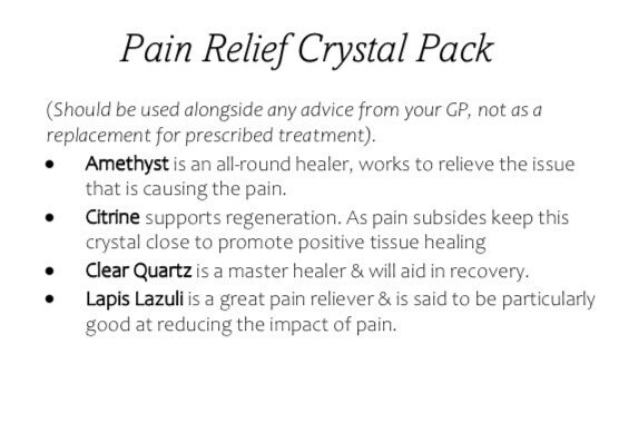 Pain Relief Crystal Healing Care Pack - Gift - Etsy UK