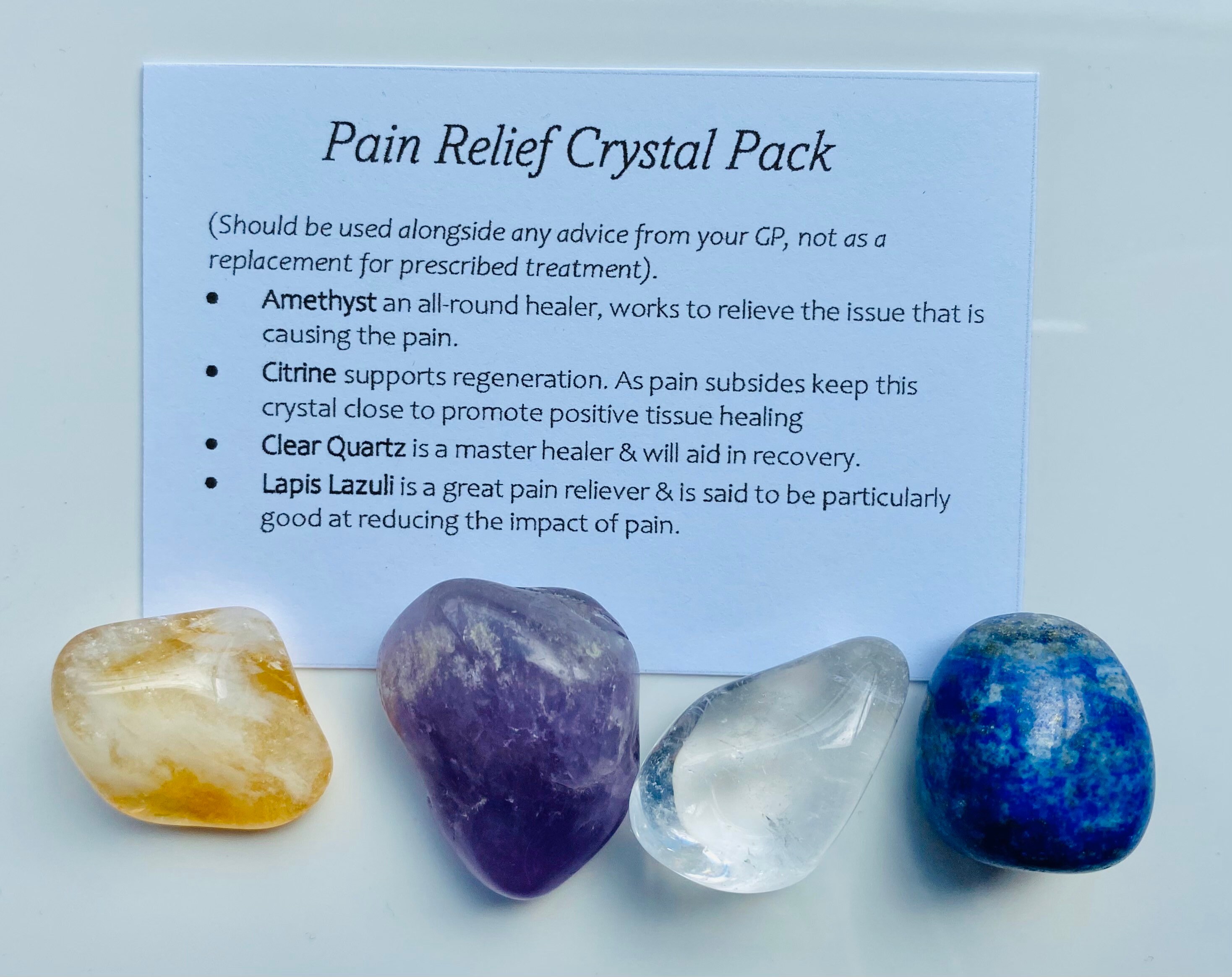 Pain Relief Crystal Healing Care Pack - Gift - Etsy UK