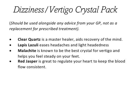 Dizziness/vertigo Crystal Healing Care Pack - Gift - Etsy UK
