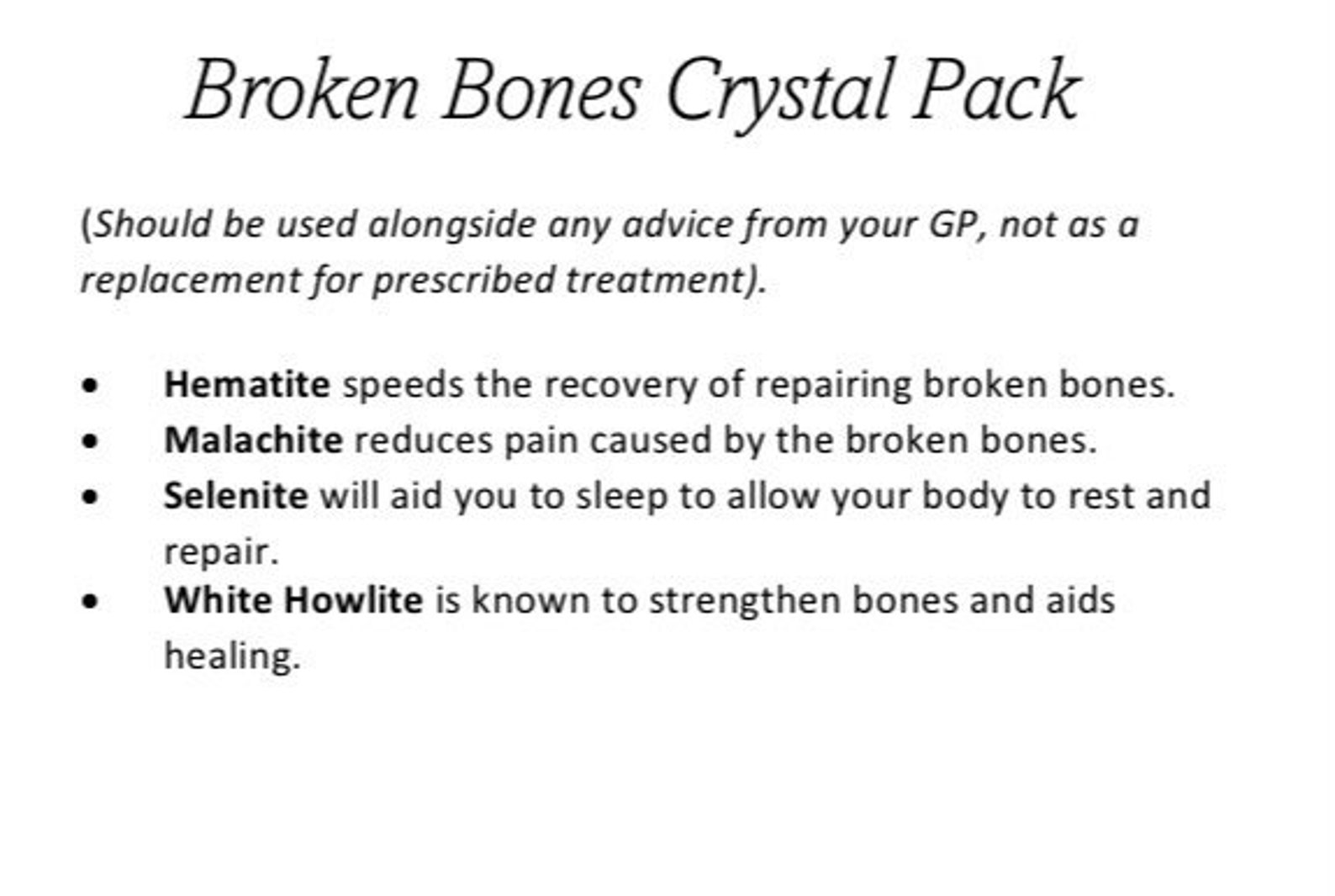 Broken Bones Crystal Healing Care Pack - Gift - Etsy
